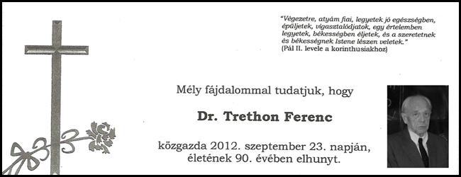 FTC Baráti Kör honlapja » Blog Archive » In memoriam Dr. Trethon Ferenc